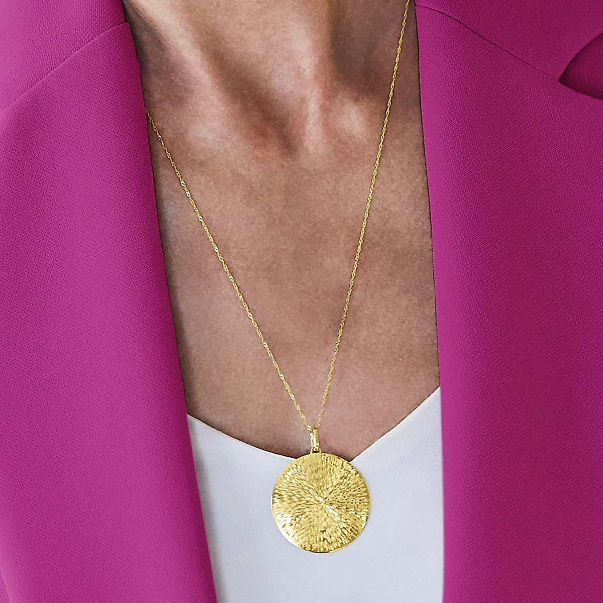 Ross-Simons Italian 14kt Yellow Gold Sunburst Medallion Pendant