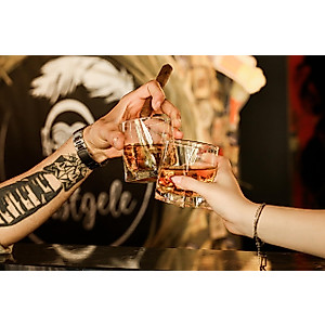 Crystal Whiskey Glasses Set of 4, Luxury Gift box set for Men, Old Fashioned 10.5 Oz Heavy Base, Bourbon Scotch Cognac Cocktail Whisky Gin Rum Liqueur Drinking Lowball Rock Tumbler Barware set