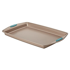 Rachael Ray Cucina Nonstick Bakeware with Grips, Nonstick Cookie Sheet / Baking Sheet - 11 Inch x 17 Inch, Latte Brown