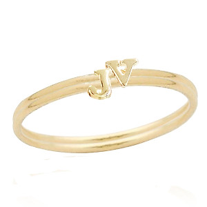 Wrapables Gold Plated Stackable Initial Letter Ring Size 6, Letter G