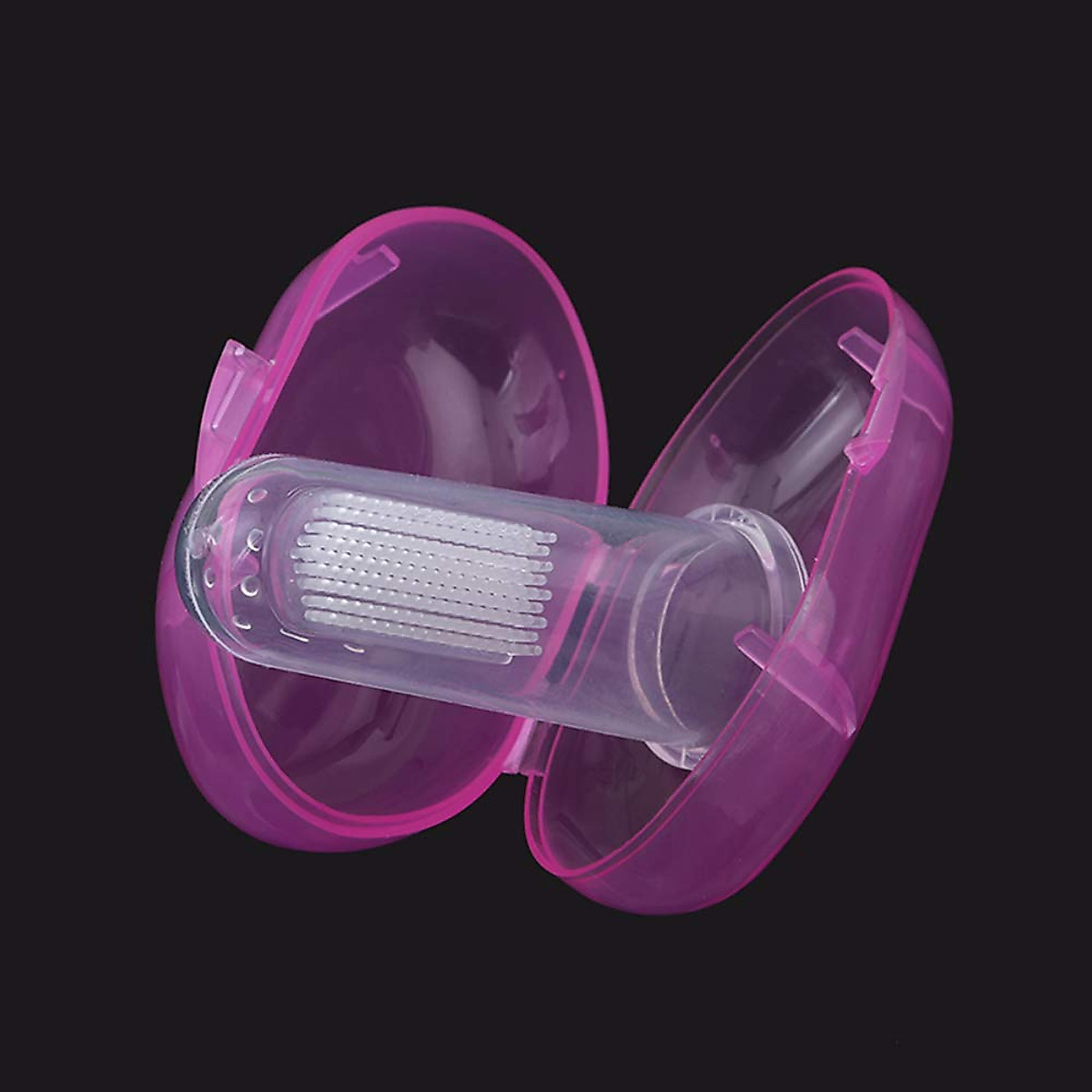 AKOAK 1 Pack Useful Baby Finger Toothbrush Soft Silicone Baby Training Toothbrush with Storage Box, Baby Teeth Cleaning Massage Oral Care (Pink)