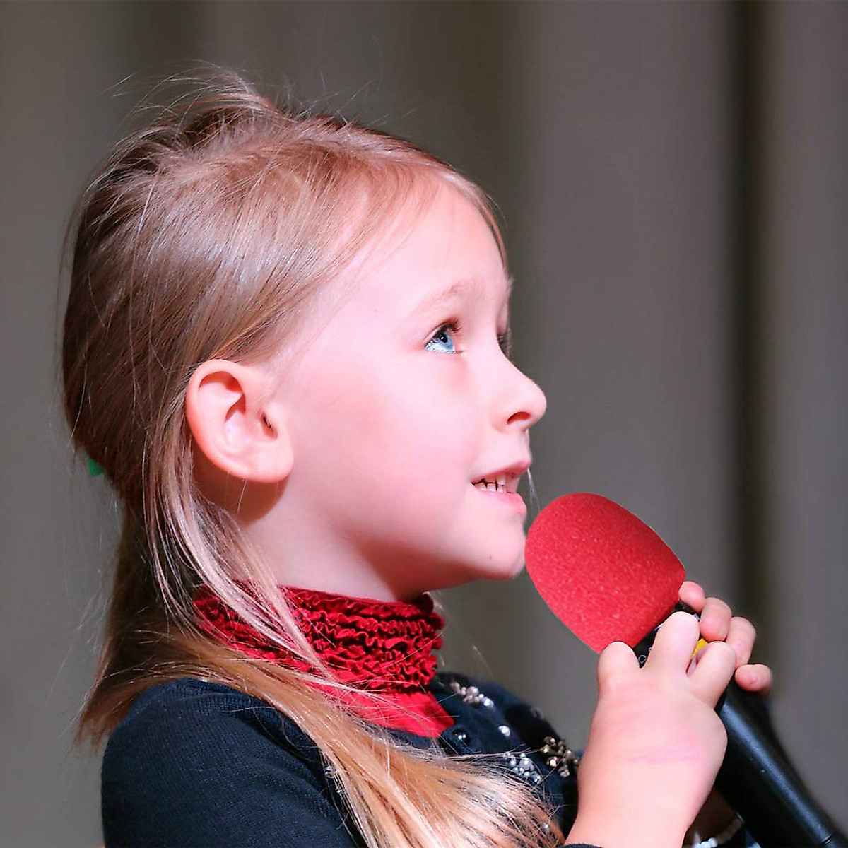 TuNan 9PCS Wireless Handheld Microphone Protection, Silicone Ring, Bottom Rod Sleeve Holder, Windscreen Foam Cover for KTV Device, Shakeproof & Anti-Rolling - Black, Red, Purple