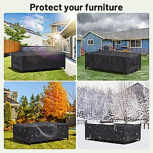 BROSYDA Upgraded Patio Furniture Set Cover, Improved Heavy Duty Waterproof Outdoor Furniture Covers Outdoor Couch Cover Table and Chair Cover with Adjustable Straps, 108"L ×82" D×28" H, Back