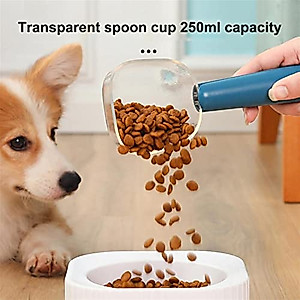 AHEGAS Dog Food Bowl Pet Food Cup for Dog Cat Feeding Bowl Kitchen Scale Spoon Measuring Scoop Cup Portable with Scale Feeding Transparent Supplies ( Color : Blue )