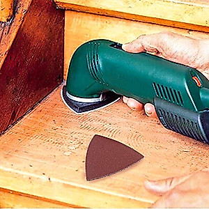 Coceca 100pcs Triangle Sanding Pads Sandpaper Hook and Loop Sanding Sheet for Wood Fit 3-1/8 Inches Oscillating Multi Tool, 40/60/80120/180/240 Grit