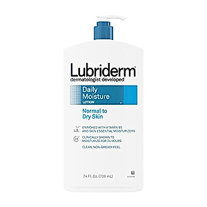 Lubriderm Daily Moisture Hydrating Body and Hand Lotion To Help Moisturize Dry Skin with Pro-Vitamin B5 For Healthy-Looking Skin, Non-Greasy, 24 fl. oz