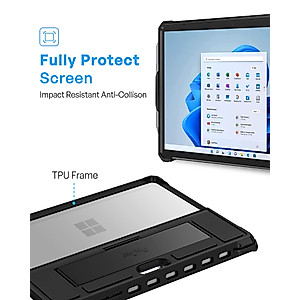 ProCase Rugged Case for Microsoft Surface Go 3 10.5" 2021 / Surface Go 2 2020 / Surface Go 2018, Shockproof Protective Cover Case with Pen Holder Hand Strap, Compatible with Type Cover Keyboard -Black