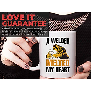 Bubble Hugs Welder Mug White 11oz - A Welder Melted My Heart - Specialize Judging Your Welds Machine Welding Fabricator