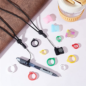 CRASPIRE 23Pcs Anti-Lost Lanyard Set 3pcs Lanyard Strap 5pcs Necklace Lanyards Pendant Holder 15pcs Silicone Rubber Rings Adjustable Fixing Rings Pen Protective Ring Replacement Multipurpose Keychain