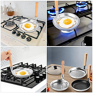 Angoily Tamagoyaki Pan Nonstick Egg Frying Pan Japanese Oyakodon Pan Tamagoyaki Egg Pastry Pan Mini Metal Skillet Omelette Pan with Wood Handle for Home Kitchen 17CM Japanese Egg Pan