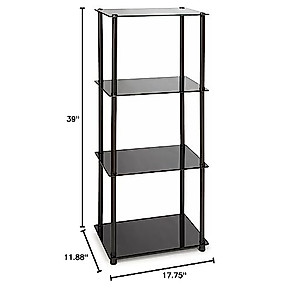 Convenience Concepts Designs2Go Classic Glass 4 Tier Tower, Black Glass