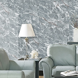 Erfoni Marble Contact Paper Blue Glossy Marble Wallpaper Marble Peel and Stick Wallpaper for Countertops 15.8inch x 197inch Granite Self Adhesive Removable Wall Paper for Cabinets Waterproof Vinyl