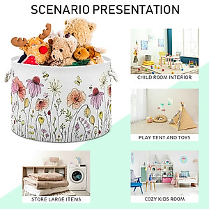 xigua Cotton Rope Basket Colorful Wildflowers Baby Laundry Basket Blanket Kids Toy Storage Basket Glove Box