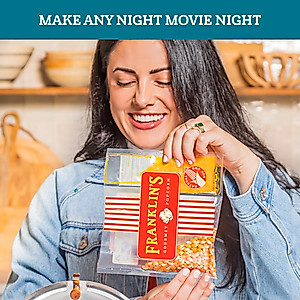 Franklin’s Gourmet Popcorn All-In-One Popcorn Packs for Popcorn Machine - 8oz Pack of 10 - Made in USA - Packs of Popcorn Bags with Buttery Salt & Oil