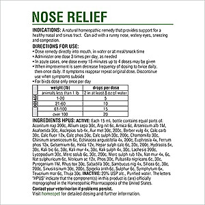 HomeoPet Nose Relief, Natural Sinus Relief for Pets, 15 Milliliters