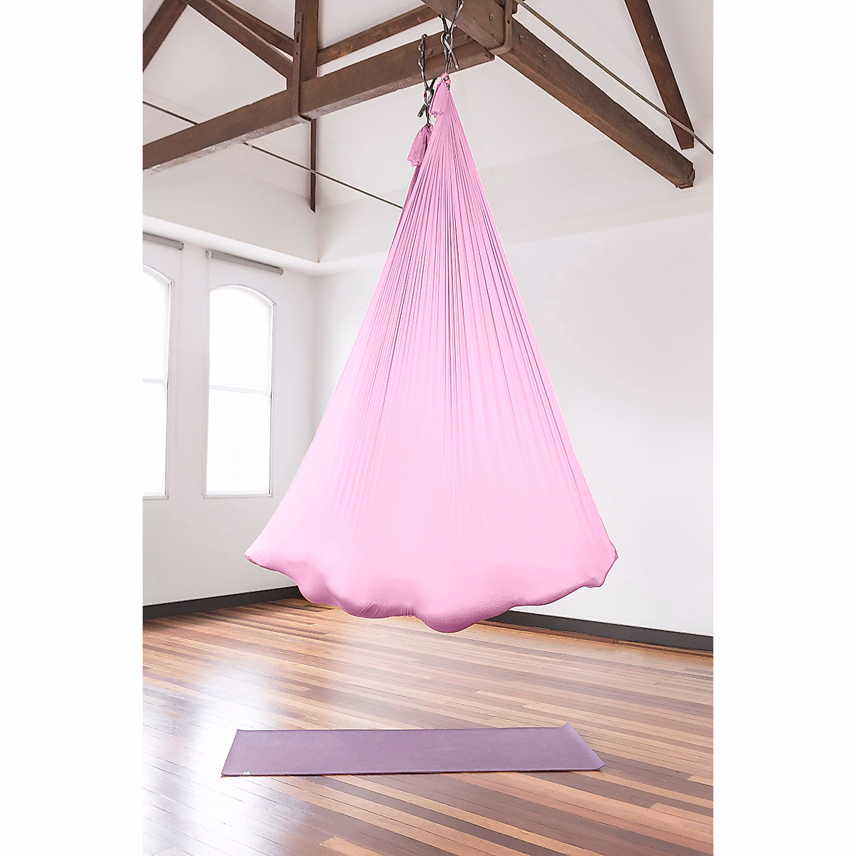 PINC Active Silk Aerial Yoga Swing & Hammock Kit for Improved Yoga Inversions, Flexibility & Core Strength - Pink