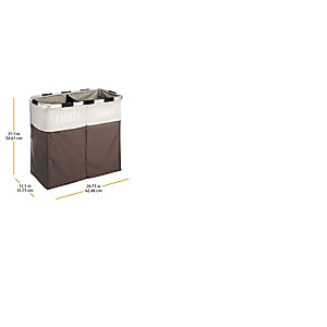 Whitmor Easycare Double Laundry Hamper - Lights and Darks Separator - Java