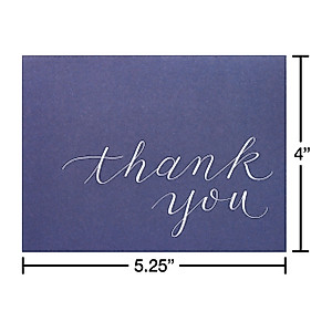 American Greetings Thank You Cards, Navy Blue with Brown Kraft-Style Envelopes (50-Count)