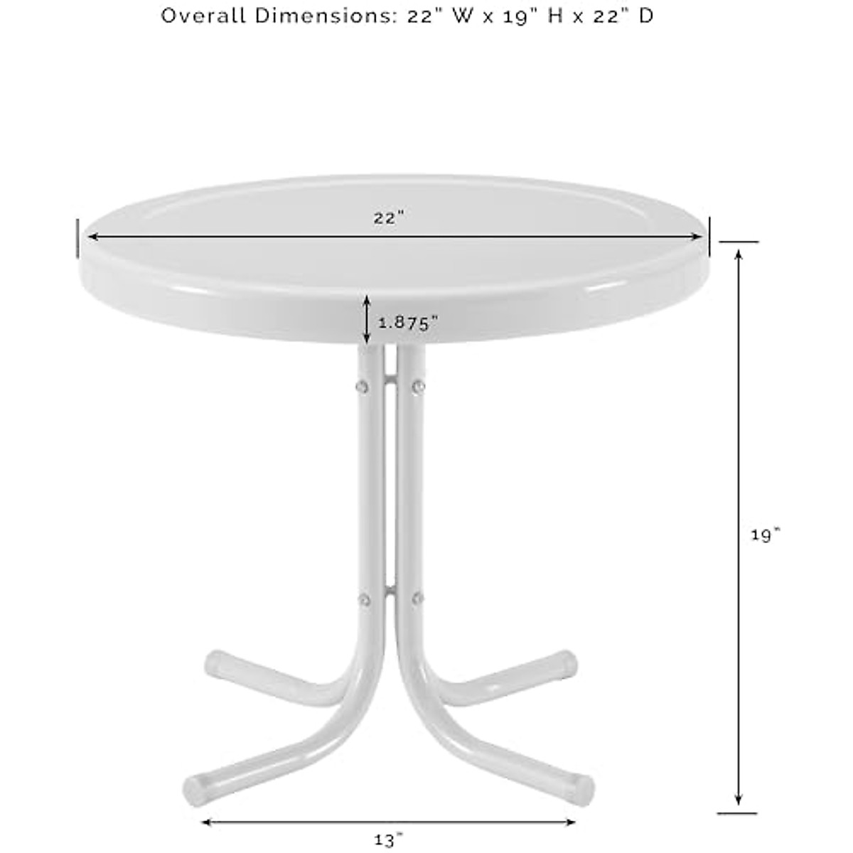Crosley Furniture Tulip 3-Piece Outdoor Chair and Side Table Set, Vintage Retro Metal Patio Conversation Sets, Lavender Gloss
