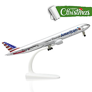 QIYUMOKE Boeing 777 AA Airlines 1/300 Diecast Metal Airplane Model 777 Airplane Model for Adult with Stand (8.3 inches Long) Aviation Enthusiasts Gifts, Desktop Display Decorations