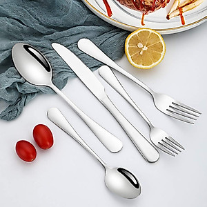Silverware Set, Briout Flatware Set Service for 4 Stainless Steel Cutlery Set 20 Piece Include Upgraded Knife Spoon Fork Mirror Polished, Dishwasher Safe