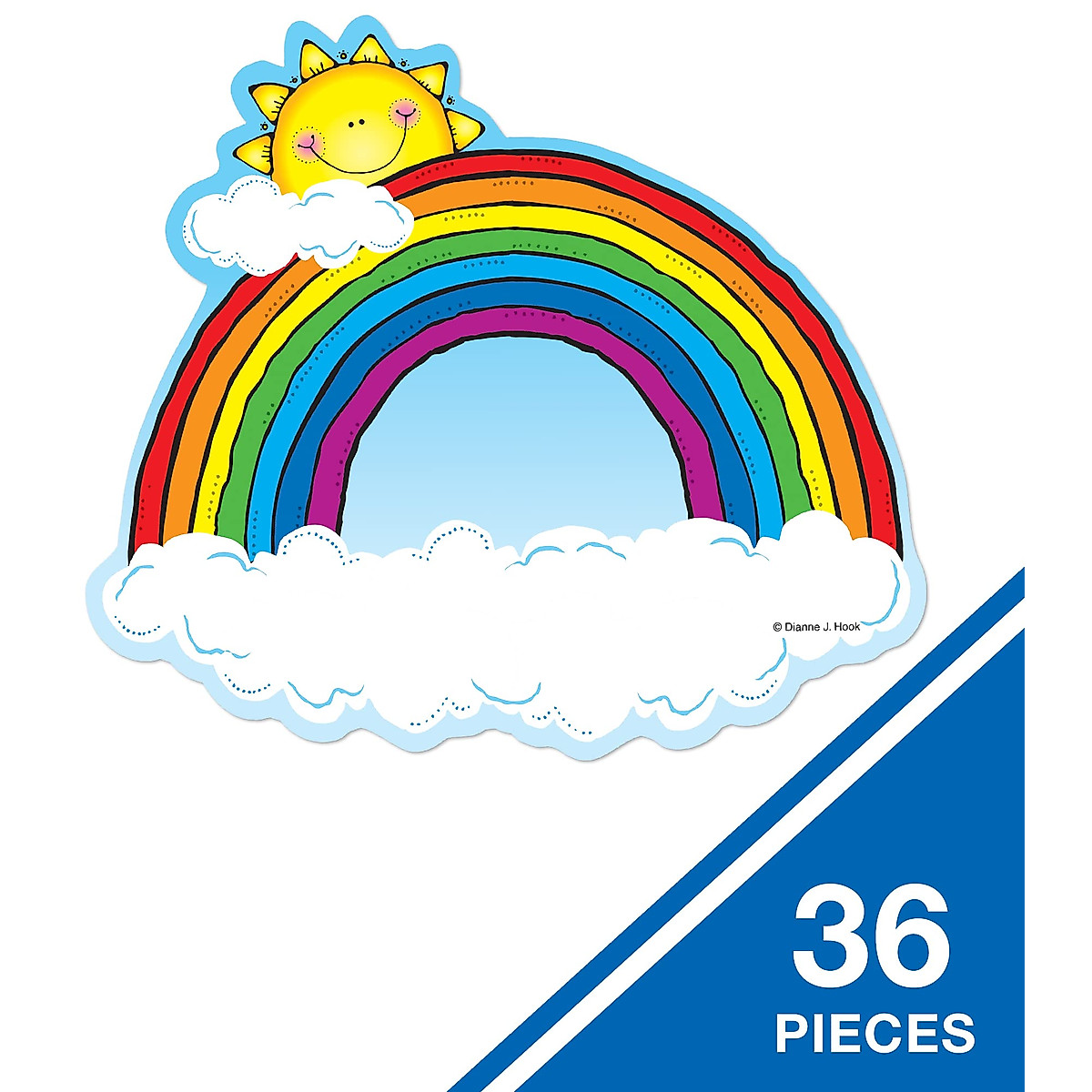 Carson Dellosa Rainbow Cutouts, 36 Sunny Rainbow Cutouts for Bulletin Board, Spring Décor & Classroom Décor, St Patricks Day Classroom Cut-outs, Cutouts for Classroom Spring Bulletin Board Decorations