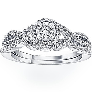 3/4CT Diamond Halo Infinity Engagement Wedding Ring Set 14k White Gold Lab Grown - Size 7