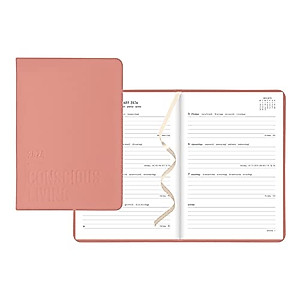 Letts Conscious Weekly/Monthly Planner, 12 Months, January to December, 2024, Sewn Binding, A5 Size, 8.25" x 5.875", Multilingual, Clay (C082397-24)