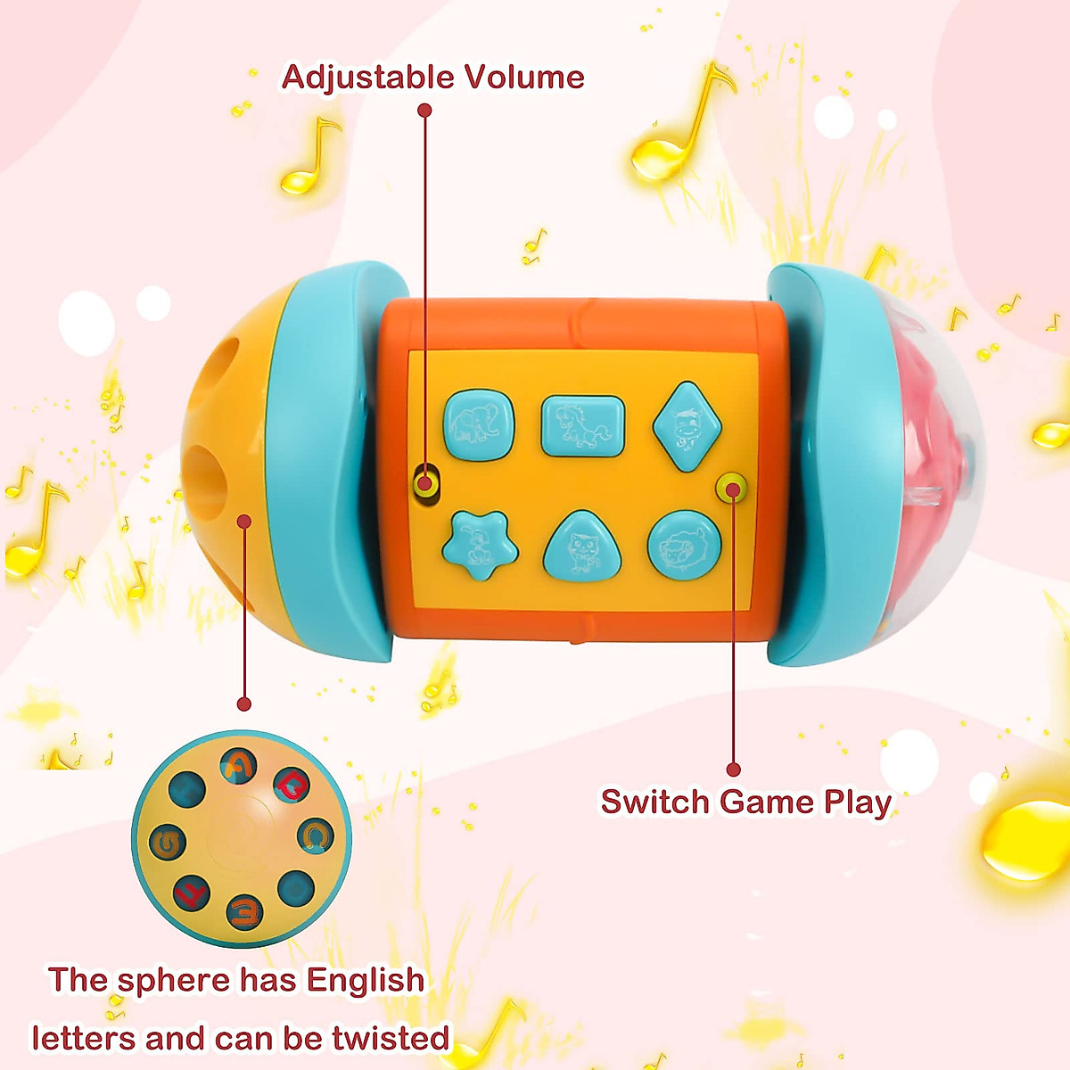 Charmspal Baby Activity Cube Musical Toy - Toddler Moving Toy Educational Play Center Roller Music Box Toy Preschool Learning Toy Birthday Gift for 6-84 Months Boys and Girls
