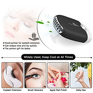 Shmian Eyelash Cleaning Kit - Mini Portable Lash Fan with 50 Shampoo Brushes, Nose Blackhead Cleanser, and Wash Bottle - for Eyelash Extensions, Black