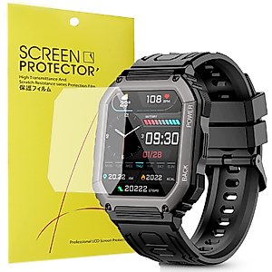 Compatible for Hemisol KR06 Military Smart Watches Screen Protector, [6 Pack] Full Coverage TPU Clear Film Compatible for ZYCZWL KR06 Smartwatch / Tonoue KR06 Smartwatch / Hemisol KR06 Smartwatch / KR06 Smartwatch (6 PACK)