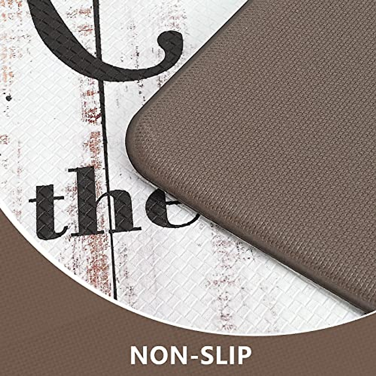 Farmhouse Kitchen Rugs Sets of 2, Personalized Kitchen Mats Cushioned Anti fatigue, Wooden Kitchen Rugs Non Slip Washable, White Kitchen Floor Mats for in Front of Sink, 18'' x 48'' + 18'' x 30''