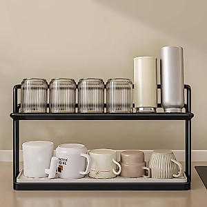 Generic Bottle Drying Rack, Wide Jug Storage Rack, Cup Storage Stand with Drain Tray, Mug Organizer for Kitchen, Coffee Mug Holder for Kitchen Counter (Black)