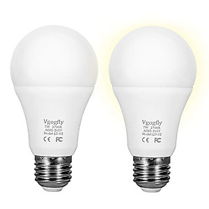Vgogfly Sensor Lights Bulb Dusk to Dawn LED Light Bulbs Smart Lighting Lamp 7W E26/E27 Automatic On/Off, Indoor/Outdoor Yard Porch Patio Garage Garden (Warm White, 2 pack)