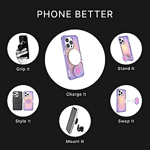 PopSockets iPhone 14 Pro Case with Phone Grip and Slide Compatible with MagSafe, Wireless Charging Compatible- Aura