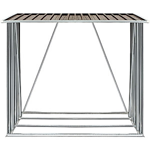 vidaXL Garden Log Storage Shed - Compact, Waterproof Wood Storage with Ventiliated Design - Galvanized Steel - Brown - 64.2" x 32.7" x 60.6"