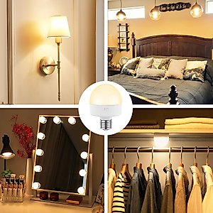 Rechargeable Light Bulbs with Remote,350LM Detachable E26 Battery Operated Light Bulb with Dimmable＆Timer＆15 Colors Selectable,Wireless Puck Emergency Lamp for Wall Sconce,Non-Hardwired,2-Pack