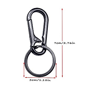 2Pieces Key Ring Keychain keyclips for Keychains, Key Chain Rings Carabiner Heavy Duty with Metal for Men Women(Black)