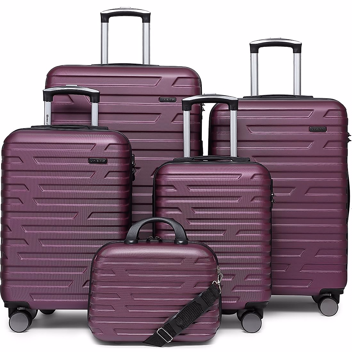 LARVENDER Luggage 5 Piece Sets, Expandable Luggage Sets Clearance, Suitcases with Spinner Wheels, Hard Shell Carry on Suitcase Set TSA Lock Purple