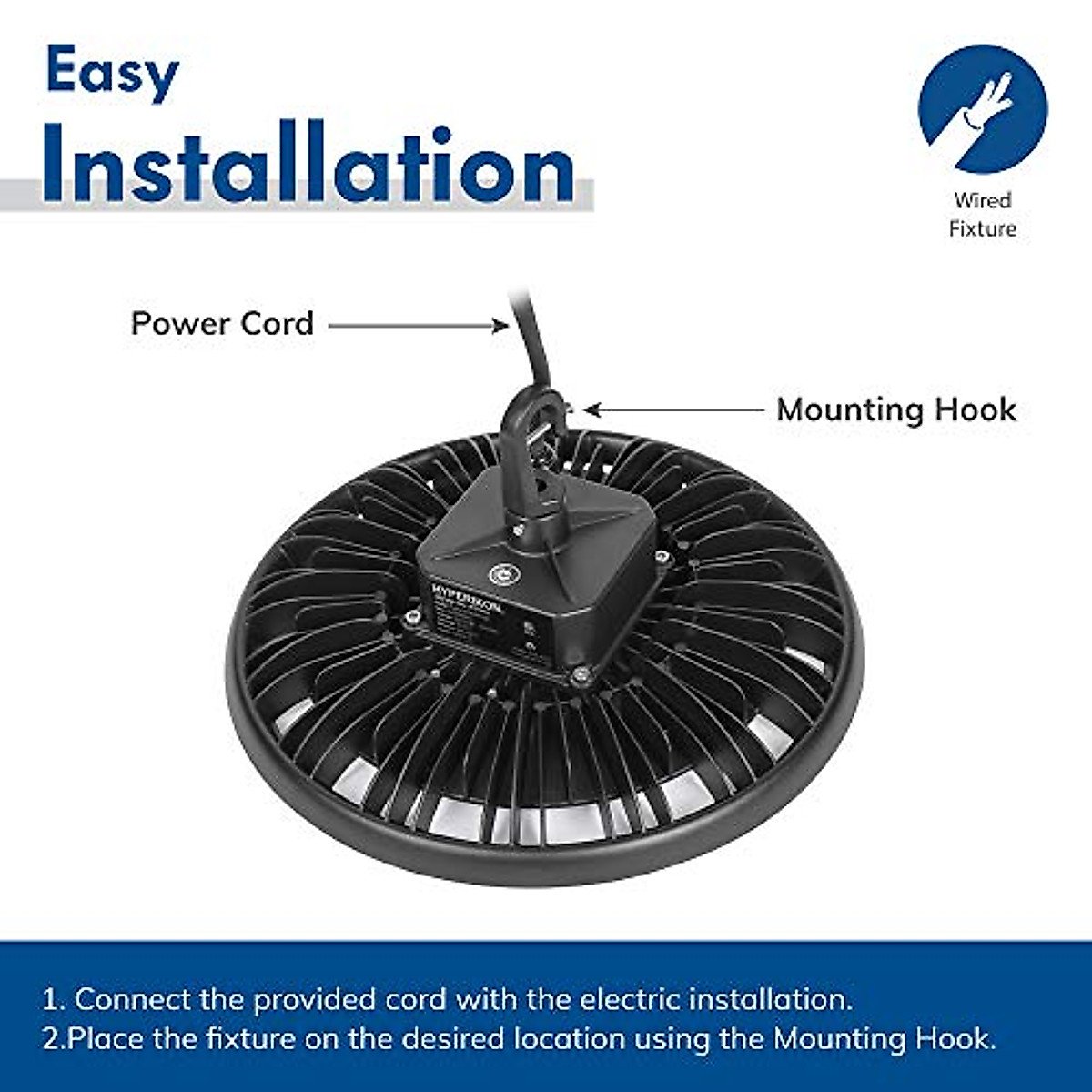 Hyperikon UFO LED High Bay Light 150W (600 Watt Replacement), Shop and Warehouse Area Lighting, DLC, 2 Pack