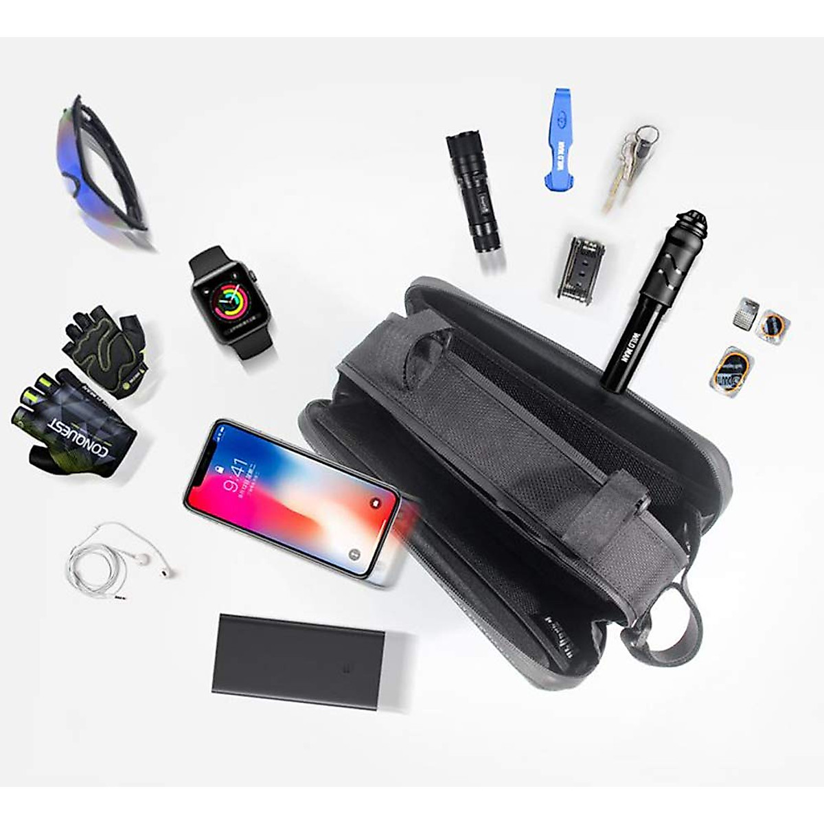 WILD MAN 1.2L Rainproof Hard Shell Bike Saddle Bag for Bicycle Triangle Frame Under Seat for Road Mountain Cycling (Black,ES4)