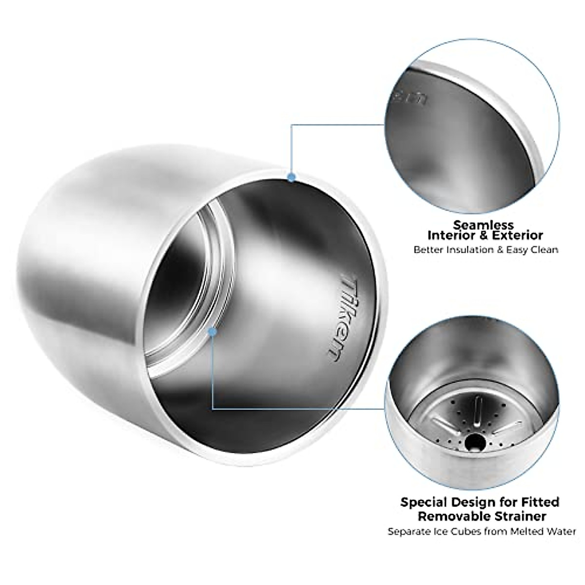 Tiken 3L Double-Wall Vacuum Insulated Ice Bucket with Lid & Tong Stainless Steel Champagne Buckets for Cocktail Bar, Parties & Outdoor