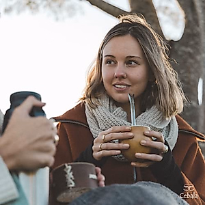 Cebala | Premium yerba mate cup (Mate gourd set) - Uruguayan mate (torpedo mate style)- Includes nickel silver bombilla straw and calabash mate cup