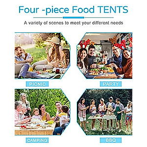 Comforer 4 Pack Food Cover Mesh Food Tent, 2 * 17 Inches and 2 * 14 Inches, Pop-Up Umbrella Screen Tents, Collapsible and Reusable Patio Net for BBQ, Picnics, Parties, Camping, Outdoor
