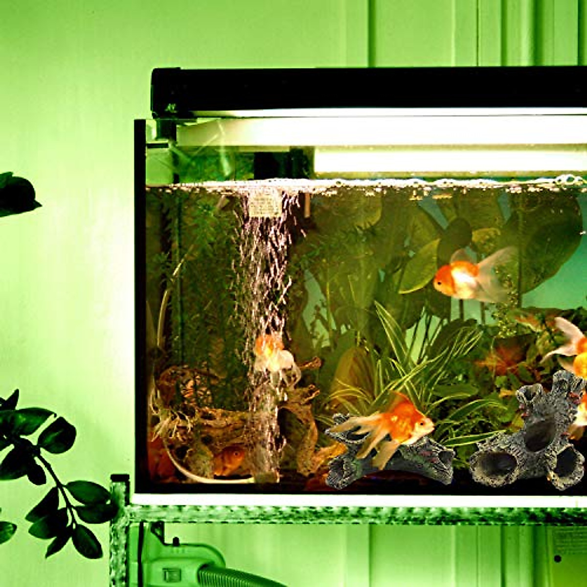 Lainrrew 3 Packs Aquarium Decorations Hollow Tree Trunk, Fish Tank Decorations Betta Fish Ornaments Resin Aquarium Log Caves Wood Hideout with Holes for Betta, Turtles, Reptiles