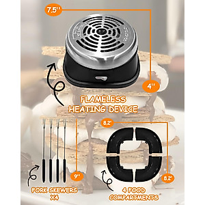 Smores Maker Tabletop Indoor Kit Smores Kit Flameless Electric S'mores Maker Marshmallow Roaster, Movie Night Supplies Housewarming Christmas Gifts 120V