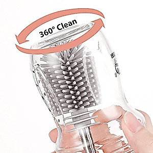 haakaa Silicone Cleaning Brush Kit - SUVA Grey - Bottle Brush for Breast Pumps, Breast Milk Collector, Baby Bottles, Nipples, Breastmilk Storage Bags