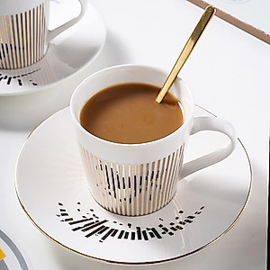 Hansyelect Coffee Cup and Saucer Set 10oz Mirror Cup Creative Art Mirage Inverted Image Cup Luxury Porcelain Teacup Saucer for Coffee Milks Cappuccino Espresso Tea Cute Pretty Gifts (Dynamic)