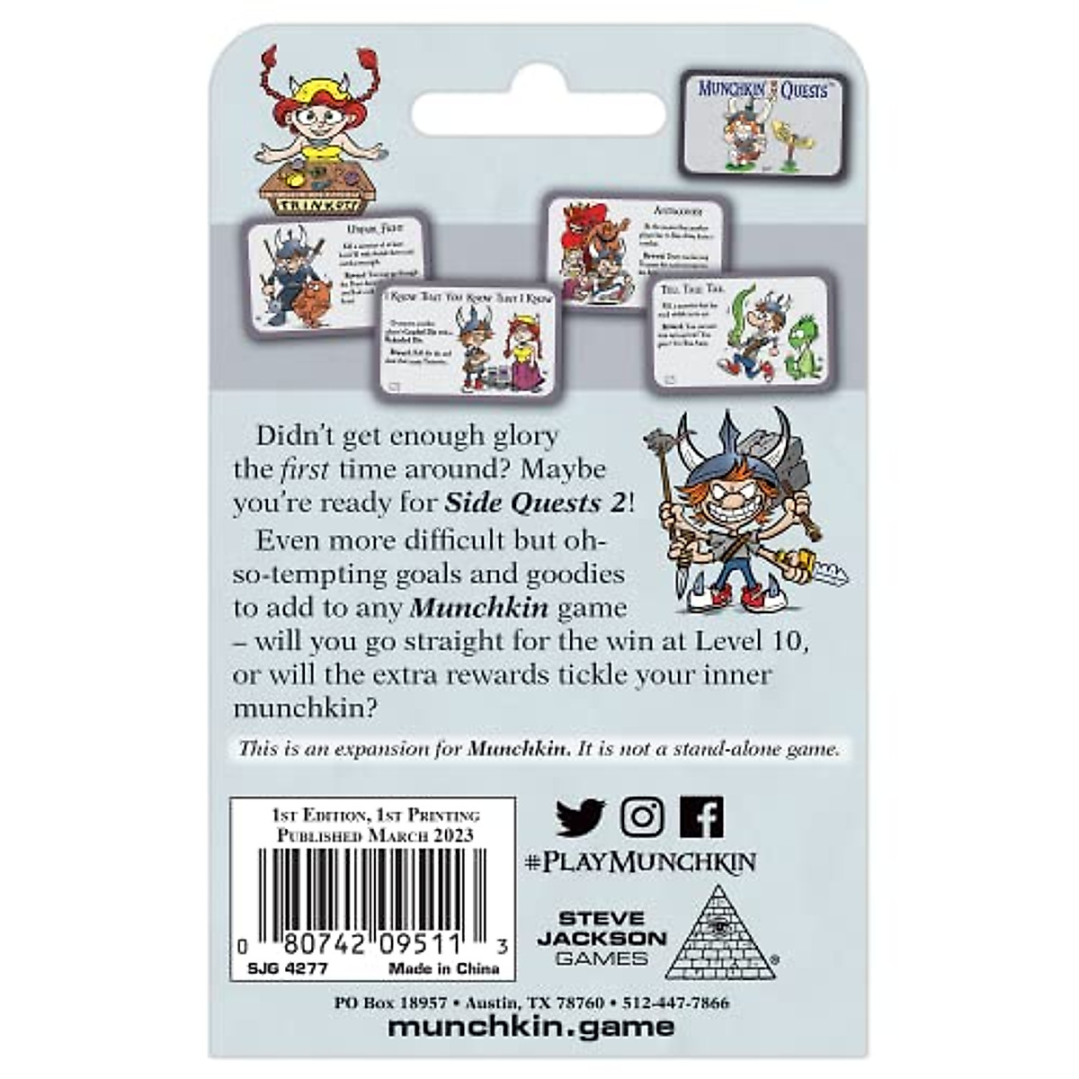 Munchkin Side Quests 2 by Steve Jackson Games, Strategy Board Game