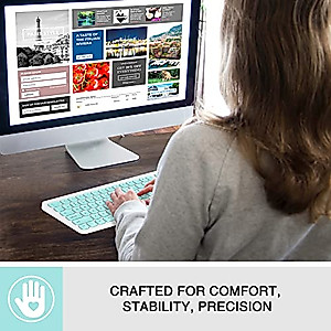 cimetech Wireless Keyboard, 2.4G Advanced Full Size Keyboard with Number Pad, Silent Ergonomic Keyboard and 110 Keys, for Laptop, Desktop, PC, Mac, Windows 10/8/7/XP (Aqua Green)